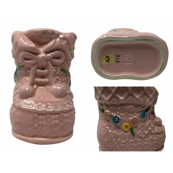 Napcoware Napco | Accents | Vintage Napco Ware 33 Pink Planter Flower Pot Baby Girl Shoe Boot ...